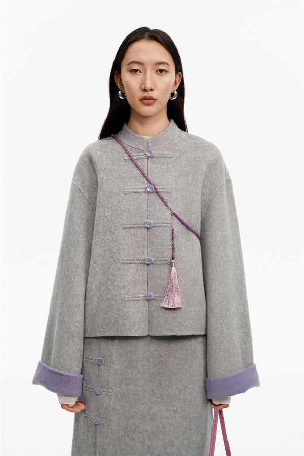 Sheep Wool Chinese Style Button Coat